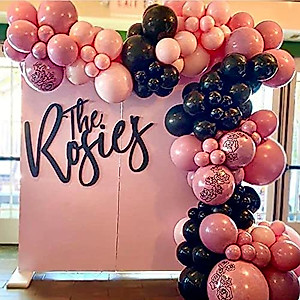 PartyWoo 140 pcs Black and Pink Balloon Garland Kit, Black, Pastel Pink, Dusty Pink Balloons for Balloon Garland Arch Kit, Birthday Party, Baby Shower, Wedding