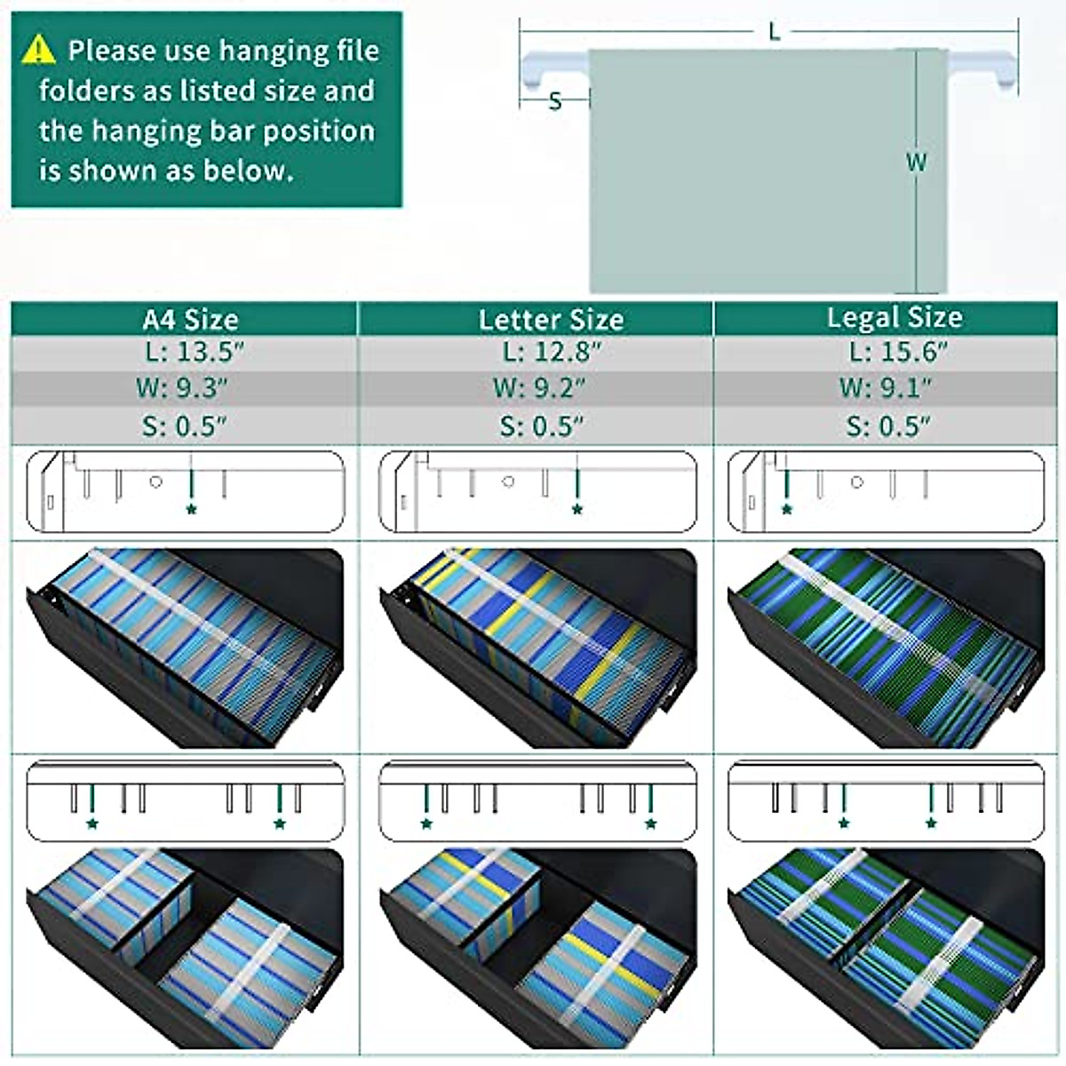 YITAHOME Lateral Filing Cabinet with Lock, 4 Drawer Metal Stainless Steel Wide Lateral File Cabinet for Legal/Letter A4 Size, Office Organizer Storage Cabinet (Black)