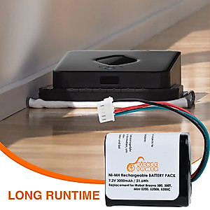 Pickle Power 3000mAh 7.2V NiMH Battery Replacement for iRobot 380 380T 390 390T Mint 5200 5200B 5200C Vacuum Cleaner