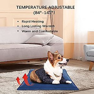 Pet Heating Pad Electric Heated Dog Cat Bed with 2Pcs Replaceable Covers Chew Resistant Cord Waterproof, Mat for Pet House Auto Power Off (18"x18")