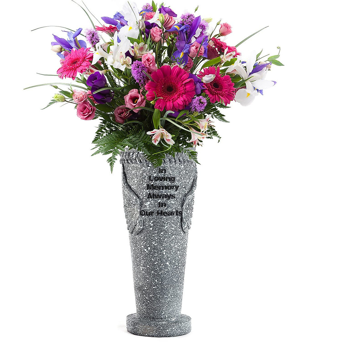 MIBUNG Cemetery Grave Vase with Ground Spikes, Angel Wings Vase for Fresh/Artificial Flowers, Floral Holder Headstone Decorations Grave Marker Memorial Stone Garden Yard Stake, Sympathy Gift