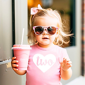 Two in Heart 2nd Birthday Girls Shirt for Toddler Girls Second Birthday Outfit White on Pink Shirt 2T