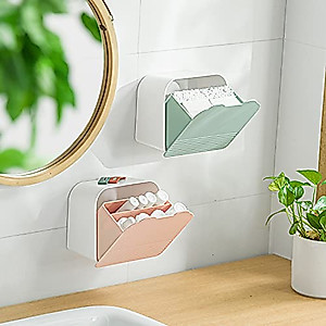 MORNITE Bathroom Canisters Organizer Storage Box Container Feminine Day Overnight Pad Holder Cotton Qtip Makeup Sponges Holder,White