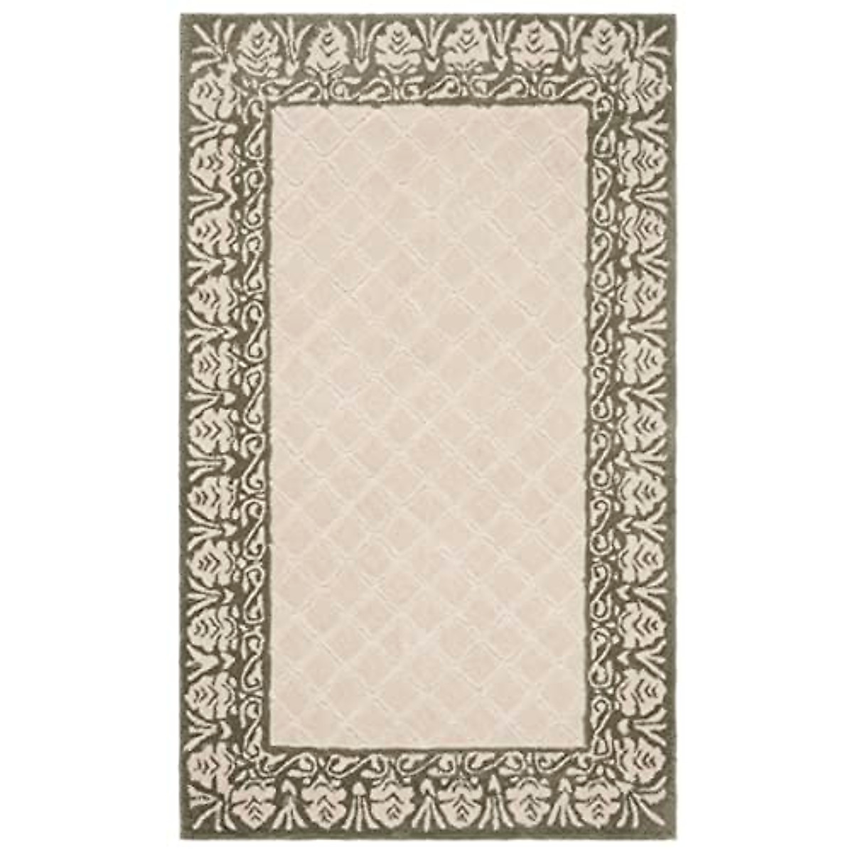 Safavieh Total Performance Collection 2' x 3' Light Green TLP755H Hand-Hooked Border Area Rug