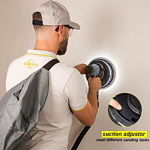 CUBEWAY Drywall Sander, Handheld Electric Drywall Sander with Vacuum Attachment and Variable Speed, Sheetrock Sander Machine with LED Light 10pcs Sanding Discs and 26FT Power Cord