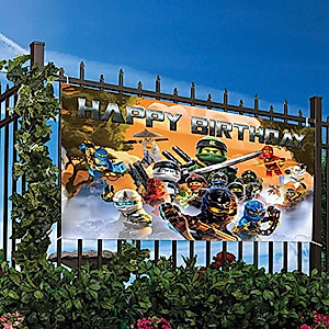 Ninjago Backdrop for Birthday Party Decorations Ninja Themed Happy Birthday Photo Backdrop The Shinobi Party Supplies 59" x 39" Includes Shoot Photo Backgrounds Props for Boys and Kids