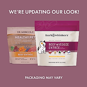 Dr. Mercola Bark & Whiskers Dehydrated Beef and Veggie Entrée, 3 lb., Makes 12 lbs. of Food for Dogs, Digestive Support, Vet Formulated, Non-GMO