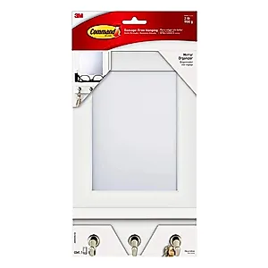 Command Mirror Organizer, Quartz, 1-Organizer with Key Hooks, 8-Medium Strips (HOM24MQ-ES), Great for dorm decor
