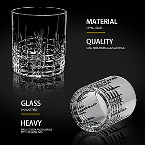 Whiskey Glasses Set of 4, Old Fashioned Glass 10 Ounce Crystal Glasses Gift Box for Men Women, Rock Tumblers for Bourbon, Scotch, Cognac, Brandy, Rum, Liquor, Cocktails