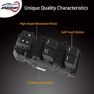 Master Power Window Switch Front Left Driver Side | for 2008-2012 Honda Accord | Replaces# 35750-TB0-H01, 35750-TBD-H13, 35750-TA0-A02