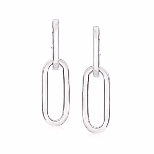 Ross-Simons Italian Sterling Silver Paper Clip Link Hoop Drop Earrings