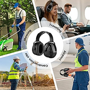 ProCase Noise Reduction Ear Muffs, 29dB NRR Hearing Protection Safety Earmuffs Noise Cancelling Headphones for Shooting Gun Range Mowing Construction, Sound Blocking for Adult Kids Autism -Black