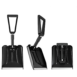 ELIVERN Foldable Snow Shovel, Compact Snow Shovel with Comfortable D-Grip Handle and Durable Aluminum Edge Blade, 13"-26" Portable Snow Shovel for Car, Truck, SUV (9" Blade)