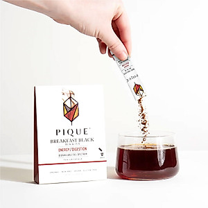 Pique Organic English Breakfast Tea Crystals - Caffeinated Black Tea for Energy, Prebiotic Polyphenols Support Healthy Digestion, Immunity - 14 Single Serve Sticks (Pack of 1)