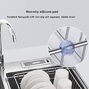 Plate Rack Draining Dish Rack Dish Drying Rack with Stainless Steel Utensil Holder Cutlery Rack, Over Sink or in Sink Dish Drainer Pan Plate Holder