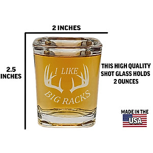 Rogue River Tactical Square Funny Hunting Shot Glass I Like Big Racks Gift For Hunter Gag Gift For Dad Father's Day