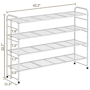 Dicasser 4-Tier Long Shoe Rack Organizer Extra Large Capacity for 30 Pairs,White