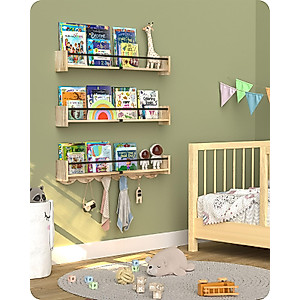 Book Shelf for Kids Rooms, Nursery Book Shelves, 33.5 inch Floating Book Shelves for Wall Set of 3 Great for Living Room, Kids Room, Bedroom.
