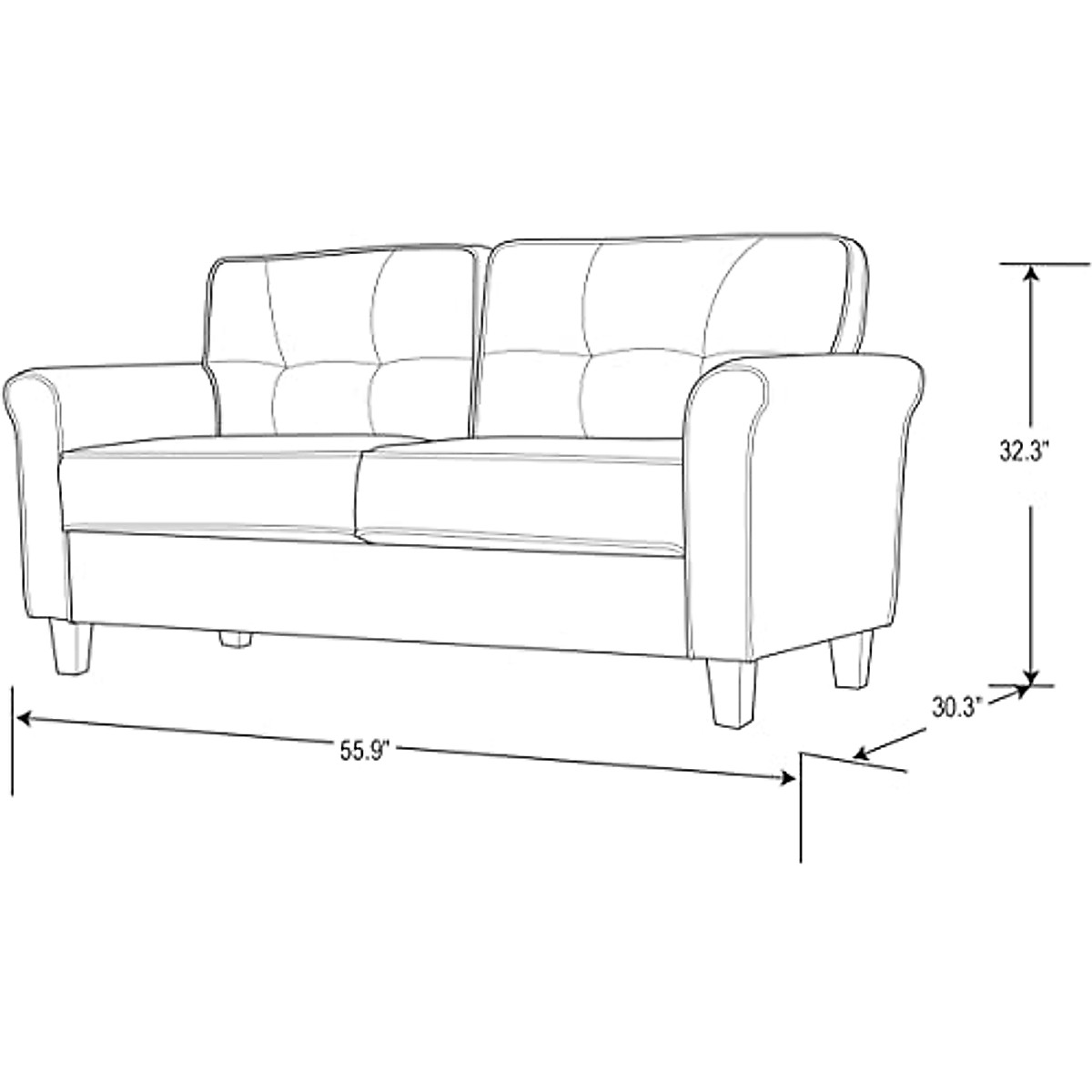 Lifestyle Solutions Loveseat Sofa, Heather Grey