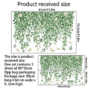Green Leaf Wall Decals Hanging Vine Wall Sticker Plant Flower Wall Decal Butterfly DIY Removable Wall Stickers Peel and Stick Art Murals for Kids Baby Girls Nursery Bedroom Living Room