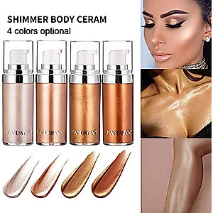 Go Ho Face Body Illuminator,Liquid Highlighter Makeup Moisturizing Face Luminizer,Waterproof Smooth Liquid Spray Shine Shimmer Glow Foundation - Bronzer Body & Face(#3 Bronzer Golden)