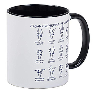 Italian Greyhound Ears Mug - Ceramic 11oz RINGER Coffee/Tea Cup Gift Stocking Stuffer