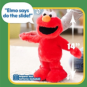 Sesame Street Elmo Slide Singing and Dancing 14-inch Plush, Pretend Play, Interactive Toy, Kids Toys for Ages 2 Up by Just Play