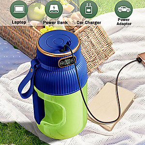 Portable Juicer Blender,2024 New Multifunctional Portable Juicer Cup,Portable Juicer Cup with Digital Display, Small Travel Blender for Shakes and Smoothies(Blue, Single cup single lid)