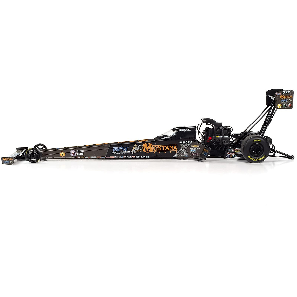 2022 NHRA Funny Car TFD (Top Fuel Dragster) Austin Prock Montana Brand John Force Racing 1/24 Diecast Model Car by Auto World AWN010