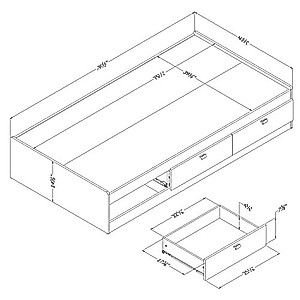 South Shore Spark Mates Bed with Drawers, Twin, Pure Black