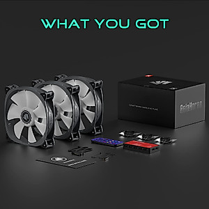 Asiahorse Fish-Bone Argb Case Fans,120mm Quiet Computer Cooling PC Fans Sync/Remote Control, Adjustable Speed, SATA Connection (3pack Grey)