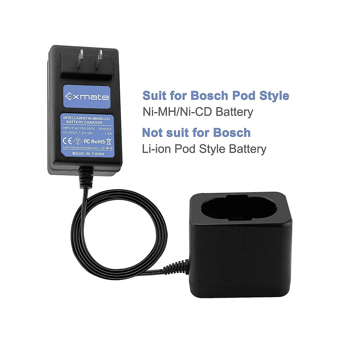 Exmate 18V 3.5Ah Ni-MH Battery with 1.2-18V Charger Compatible with Bosch BAT181 BAT025 BAT026 BAT160 BAT180 BAT189 PSR 18 VE-2 GSR VE-2 GSB 18 VE-2 2607335277 13618 22618 23618 1644K 1662B 3860CK