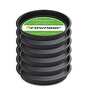 GROWNEER 6 Packs 12 Inches Plant Saucer Drip Trays, Suit for Pots Less Than 10 Inches Bottom Diameter, Round Plastic Plant Pot Saucers Flower Pot Tray for Indoor Outdoor Garden, Black
