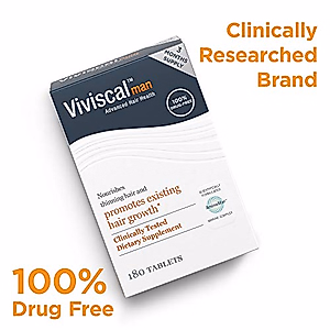 Viviscal Men's Hair Growth Supplements for Thicker, Fuller Hair Clinically Proven with Proprietary Collagen Complex 180 Tablets - 3 Month Supply