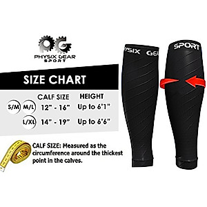 Compression Calf Sleeves Men & Women - Shin Splint Compression Sleeve 20-30mmhg, Best Footless Compression Socks for Achy Calf, Running, Nurses, Pregnancy, Post-Surgery Relief (1 Pair BLK-BLU S/M-M/L)
