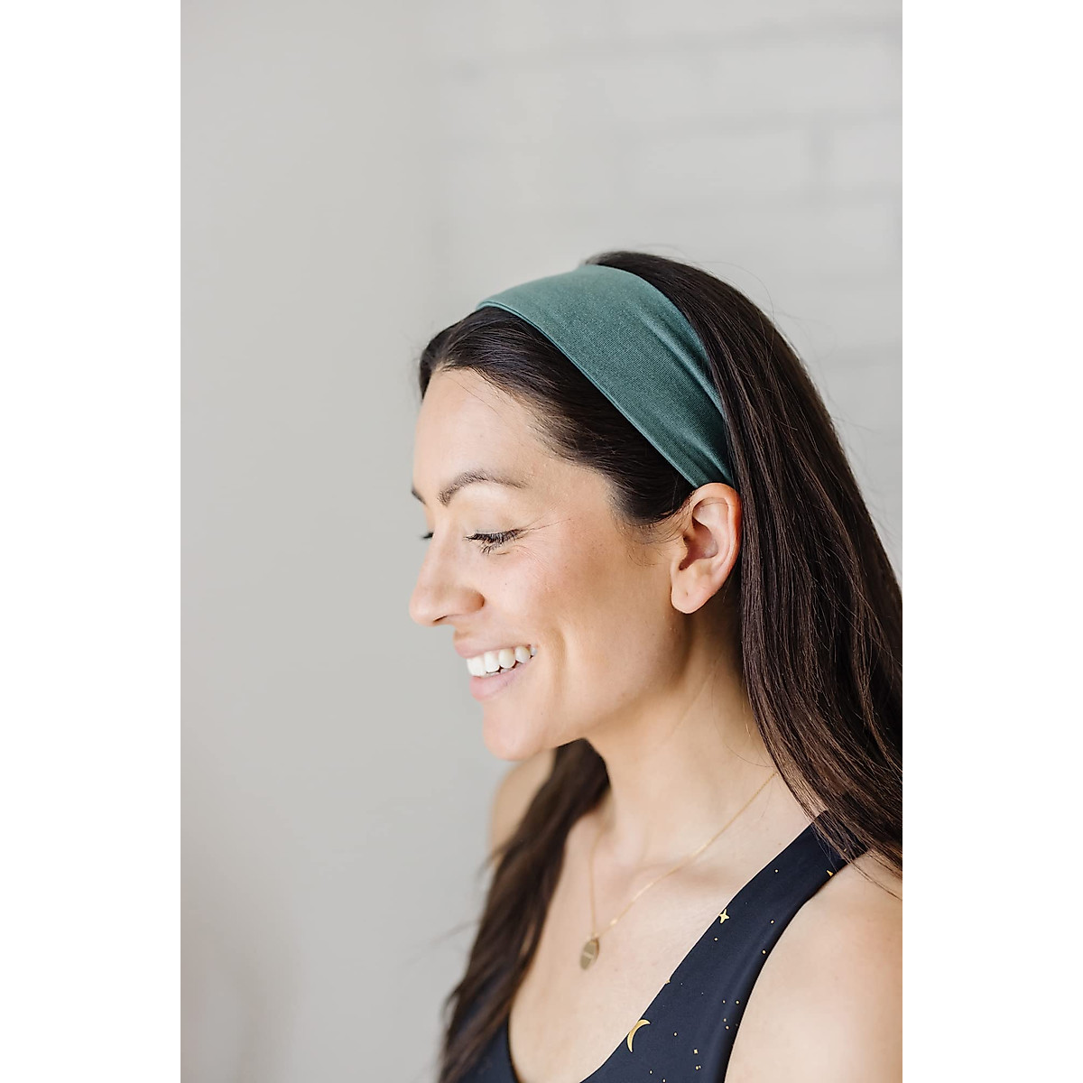 Maven Thread Women's 2" Wide No-Slip, Sweat-Wicking Headband for Exercise and Yoga, 2-Pack, Colorful Brushstroke and Green Solid (Serenity)