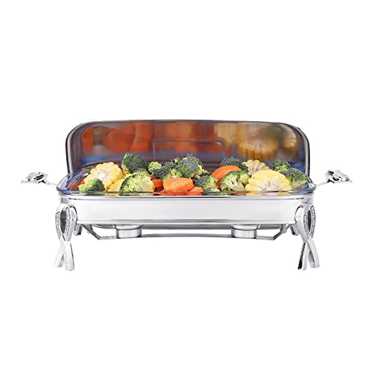 ORDINNER KIT Chafing Dish Buffet Set Server Stainless Steel Chafing Dishes Oven Safe Glass Rectangle Food Warmer for Parties 2.9L