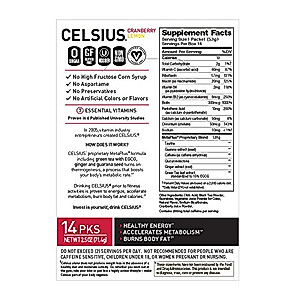 CELSIUS On-the-Go Powder Stick, Combo Pack of Dragonfruit Lime and Cranberry Lemon, 28 Piece Assortment