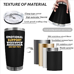 liabiliies Emotional Support Husband Do Not Pet Tumbler Coffee Tumblers 20 oz Tumbler with Lid and Straw Insulated Tumblers Stainless Steel Tumbler