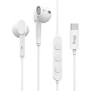 USB C Earphones, iFory HiFi Stereo Type C Earbuds Stereo in-Ear Earbud USB C Headphones with Mic and Volume Control Compatible with Google Pixel 3/2/XL, Sony XZ2, iPad Pro White