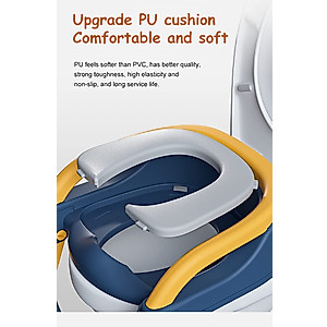 TOWRITE Foldable Toilet Training Potty Seat with Step Stool and Handles for Boys and Girls - Non-Slip Safe PU Cushion (Green)