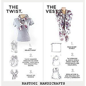 Rastogi Handcrafts 100% cotton Hand block rajasthani print scarves for women 73x44 inch size scarfs use as also sarong (Big scarves 16)