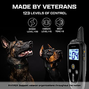INVIROX Dog Shock Collar for Large Dog X2 [2024 Edition] 123 Levels Dog Training Collar 1100yd Range, 100% Waterproof, Rechargeable Electric Dog Collars for Medium Dogs, E Collar for Large Dogs
