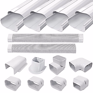 Cestluck 3'' 17 Ft Mini Split Line Set Cover Kit, Line Hide for Mini Split, Line Cover Set for Mini Split, Central AC Line Cover Kit