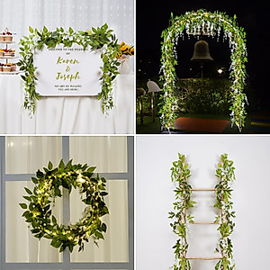 Dolicer Wisteria Artificial Flower Garland 4Pcs Total 24Ft, Artificial Wisteria Garland, White Wisteria Flower Vines, Silk Wisteria Hanging Flowers for Wedding Arch Outdoor Ceremony Garden Porch Decor