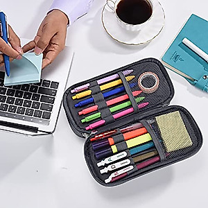 Zcassi Big Capacity Pencil Case 3 Compartments Canvas Bag Multifunctional Marker Pen Pouch Holder Office College School Durable Portable Large Storage Bag for Kids Teens Student Adults