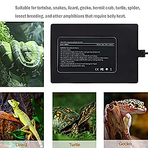 XIEHUZA Reptile Heating Pad, 23W Temperature Adjustable Under Tank Heater with Adhesive for 30-40gal Tank, Waterproof Heat Mat for Turtle, Lizard, Snake, Reptile, and Other Small Animals, 12x8 inch