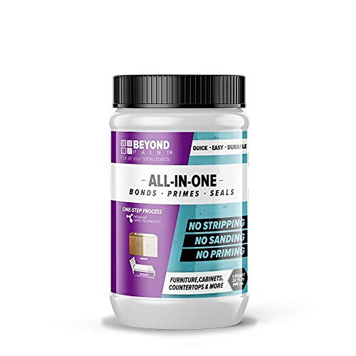 Beyond Paint All-in-One Refinishing Paint, No Sanding, Matte Finish for Cabinets, Countertops, Furniture and Doors, 1 Quart, Navy