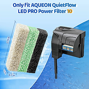 HiTauing 12 Count Mixed Pack Filter Pads for aqueon QuietFlow 10 LED PRO Aquarium Fish Tank Power Filter, 4 Ammonia & 4 Carbon & 4 Phosphate Reducer for QuietFlow LED PRO Model 10