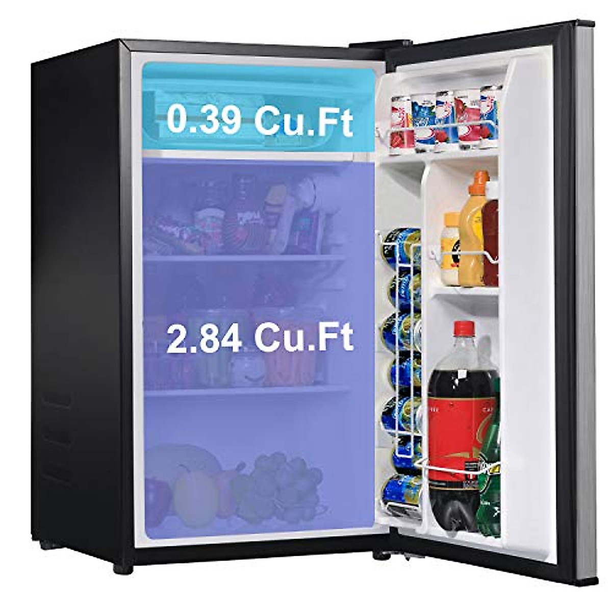 Willz WLR33MS1D02 Compact Refrigerator, Single Door Fridge, Adjustable Mechanical Thermostat with Chiller, Stainless Steel Look, 3.3 Cu Ft